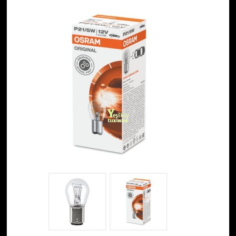 12V Osram Çift Duy Park Fren Işığı P21 5W Blistersiz 7528L 1Adet