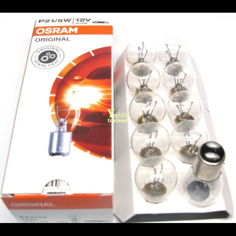 12V Osram Çift Duy Park Fren Işığı P21 5W Blistersiz 7528L 1Adet