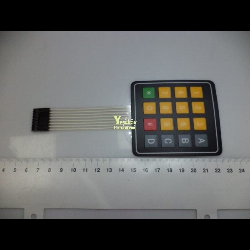 4x4 Keypad Tuş Takımı Membran Sarı Renkli ABCD Yıldız Kare