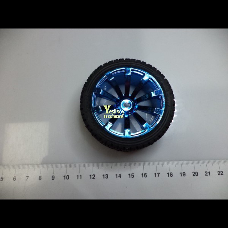 Arduino Hex Bağlantılı Roboto Teker 68mm Mavi Tekerlek