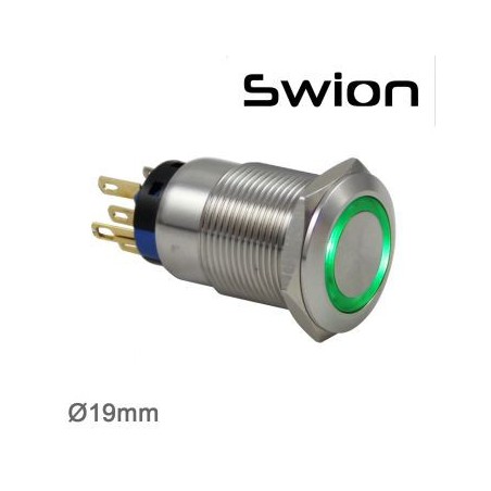 Swion Metal 12volt 19mm Halka Ledli Anahtar ip67 Beyaz