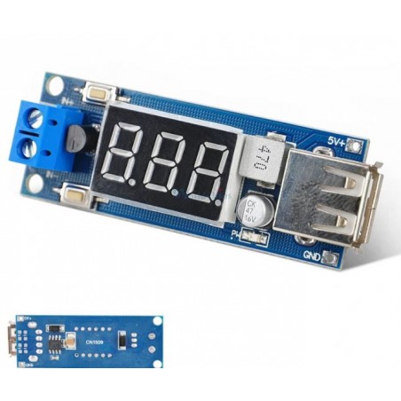 4 40v Giriş Step down USB Dişi 5v Module Voltmetreli Klemensli